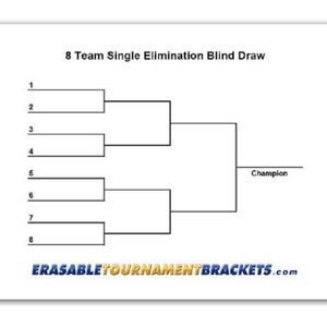 Erasable Tournament Bracket 8 Player/team Single Elimination Blind Draw ...