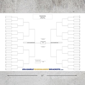 Erasable Tournament Bracket 64 Player/team Single Elimination Blind Draw Chart + Dry Erase Pen ...