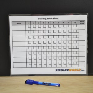 Table Shuffleboard Bowling Pinsetter, 10 Pins, Erasable Scoresheet (8.5 ...