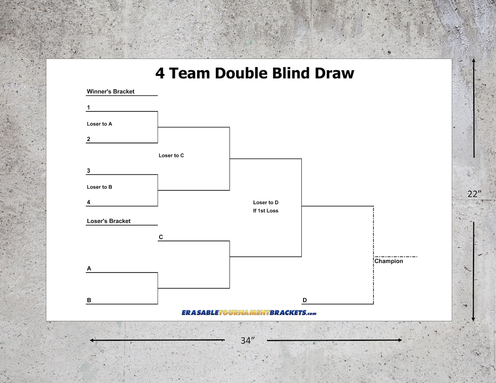 Erasable Tournament Bracket - Double Elimination Blind Draw 4 Team ...