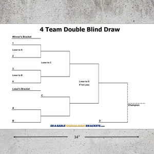 Erasable Tournament Bracket - Double Elimination Blind Draw 4 Team ...