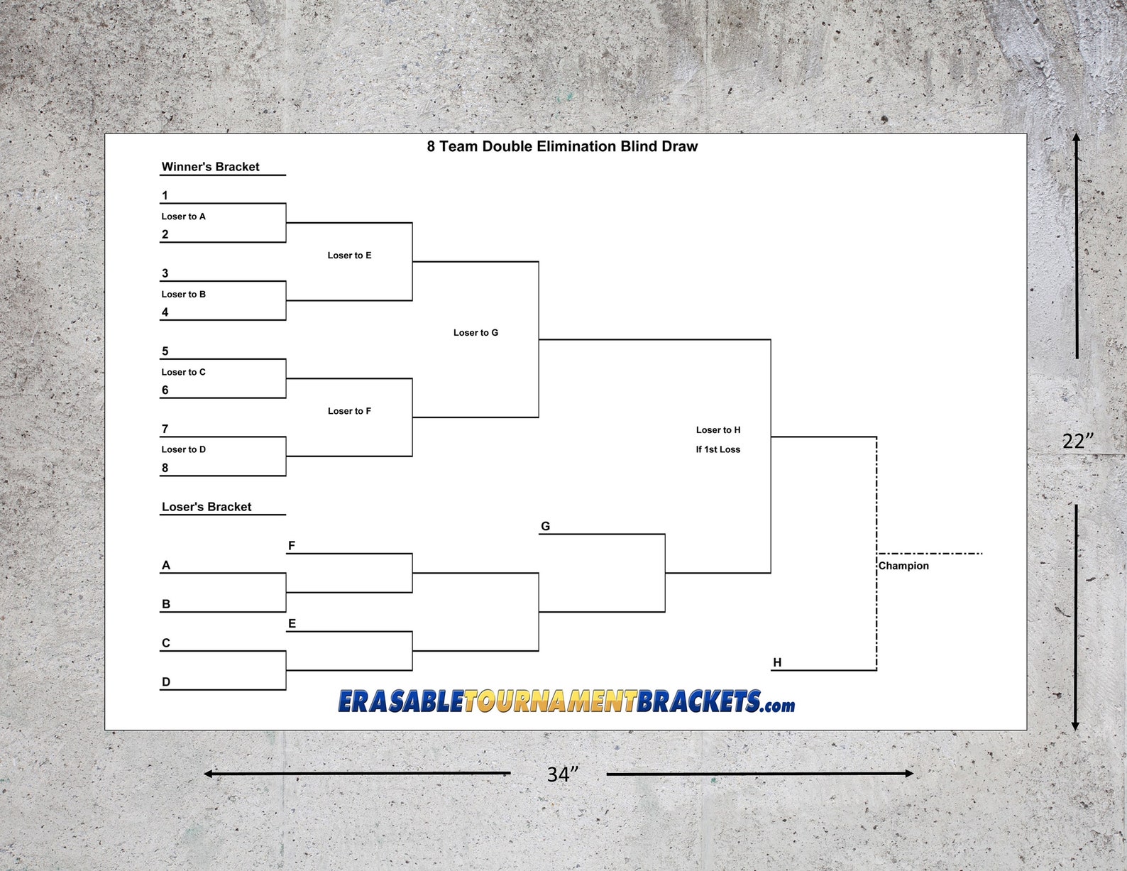 Erasable Tournament Bracket - Double Elimination Blind Draw 8 Team ...