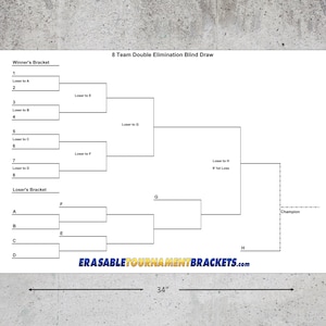 Erasable Tournament Bracket - Double Elimination Blind Draw 8 Team ...