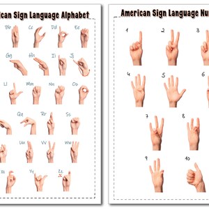 American Sign Language ASL Alphabet & Numbers Laminated Double Sided ...