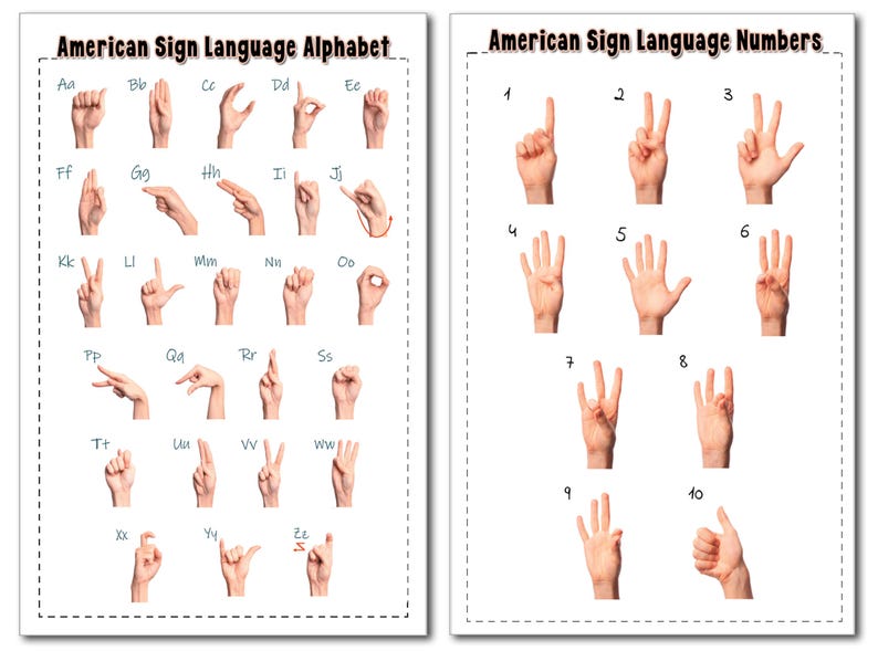 American Sign Language ASL Alphabet & Numbers Laminated Double Sided ...