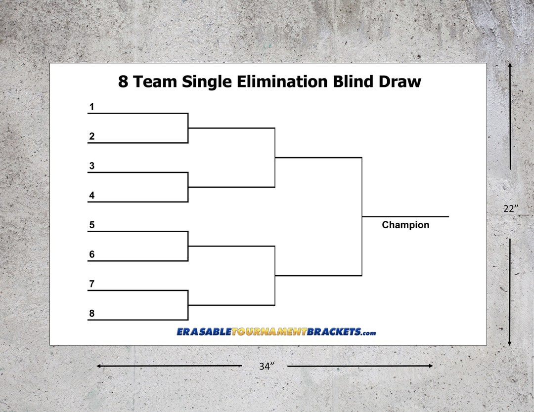 Erasable Tournament Bracket 8 Player/team Single Elimination Blind Draw ...