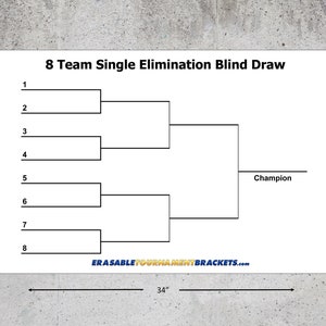 Erasable Tournament Bracket 8 Player/team Single Elimination Blind Draw ...
