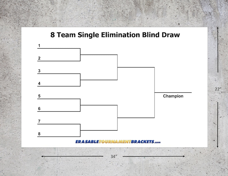 Erasable Tournament Bracket 8 Player/team Single Elimination Blind Draw ...
