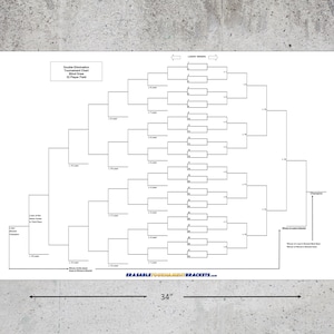 22 X 34 Erasable Tournament Bracket 32 Player/team Double Elimination ...