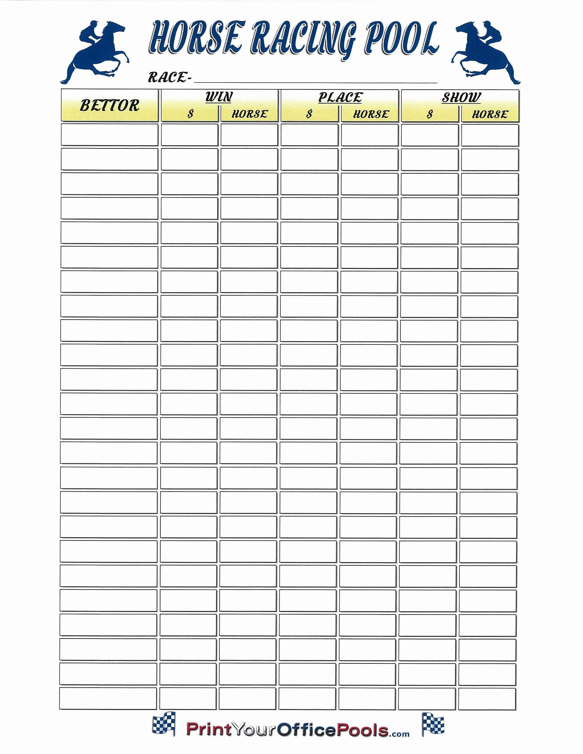 22 X 34 Erasable Chart - Win Place Show Horse Betting Pool for Kentucky ...