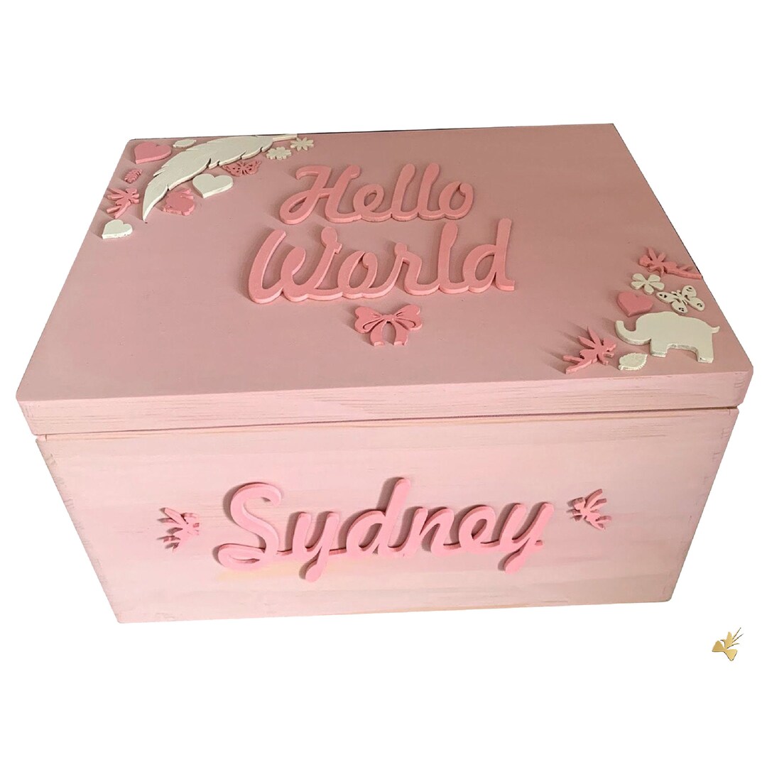 Custom Baby Girl Memory Box With Animal Shapes - Personalised Keepsake ...