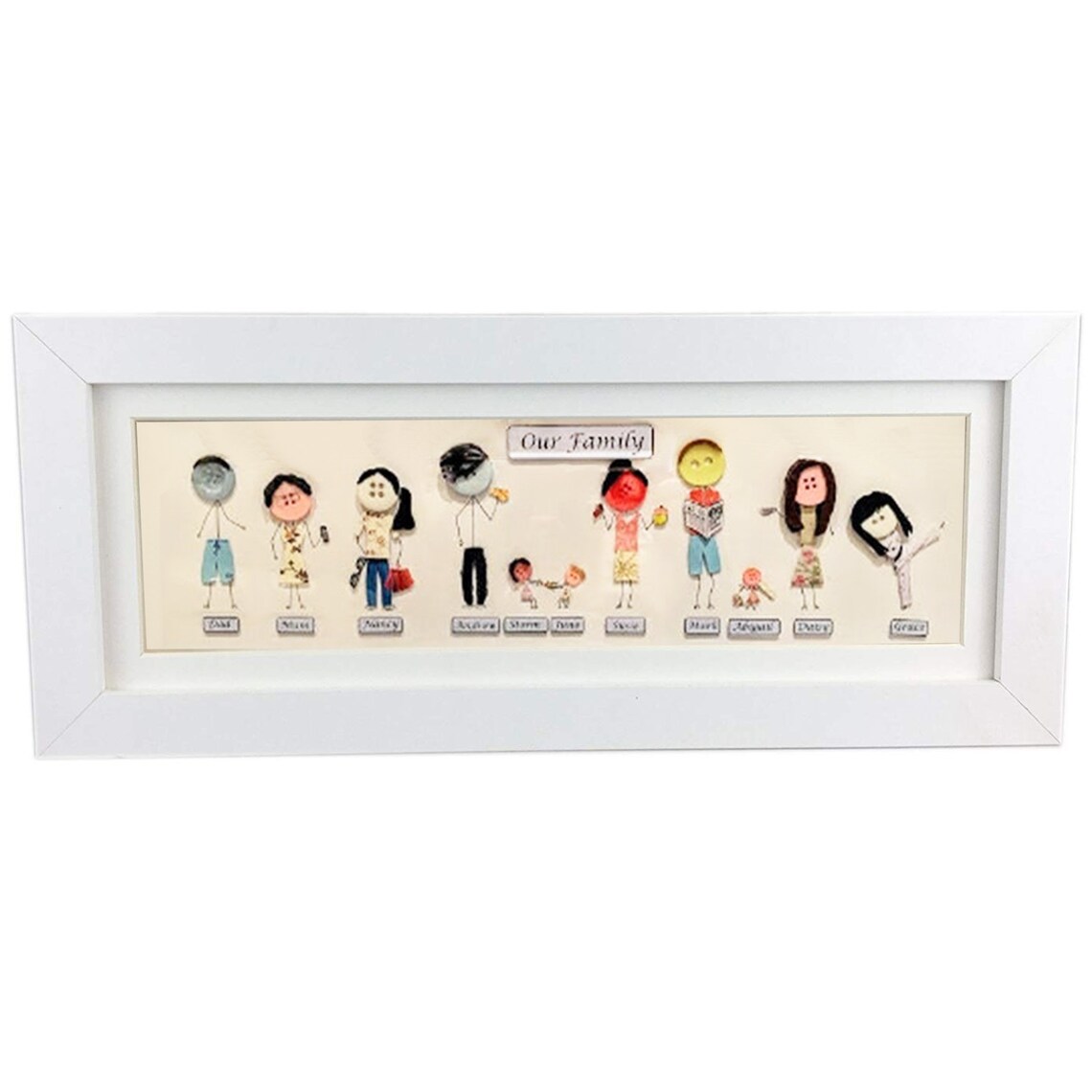 Personalised button family frame Custom stick family frame | Etsy