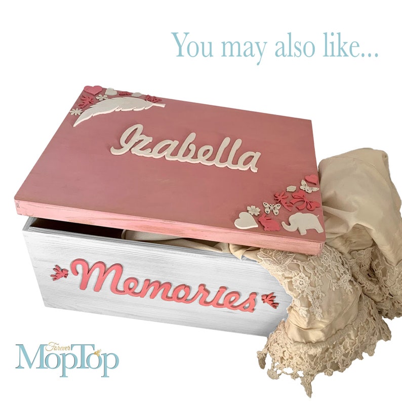 Personalised Pink and Rose Gold Baby Memory Box With Rocking - Etsy UK