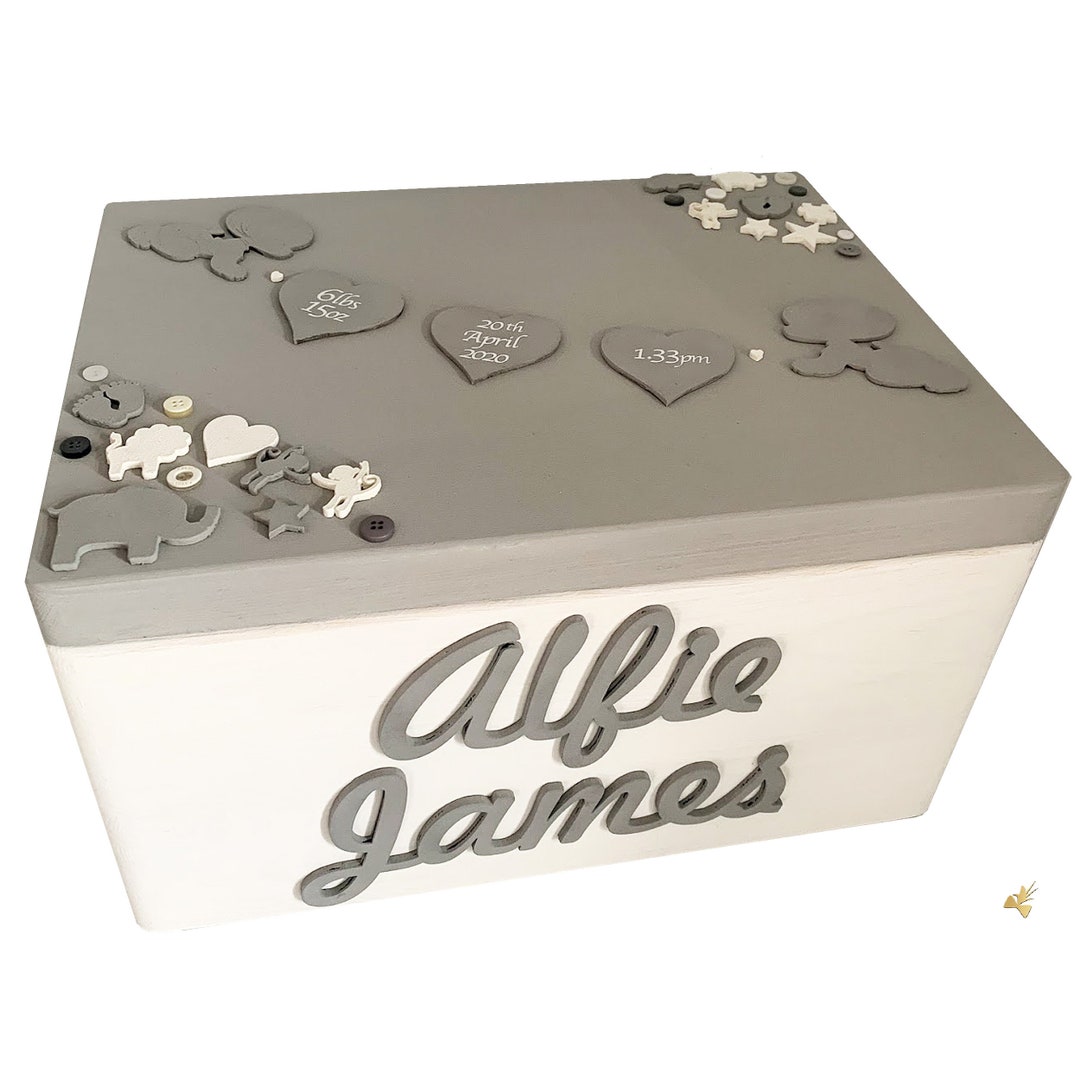 Personalised Baby Memory Box, Wood Memory Box, Baby Keepsake Memory Box ...