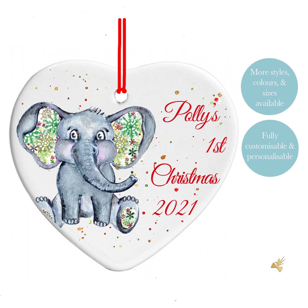Personalised Elephant Bauble, Christmas Bauble Personalised, 1st ...