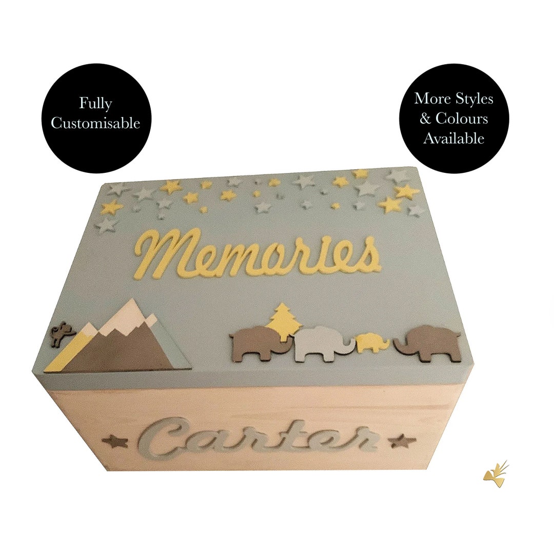 Personalised Baby Memory Box, Wood Memory Box, Baby Keepsake Memory Box ...