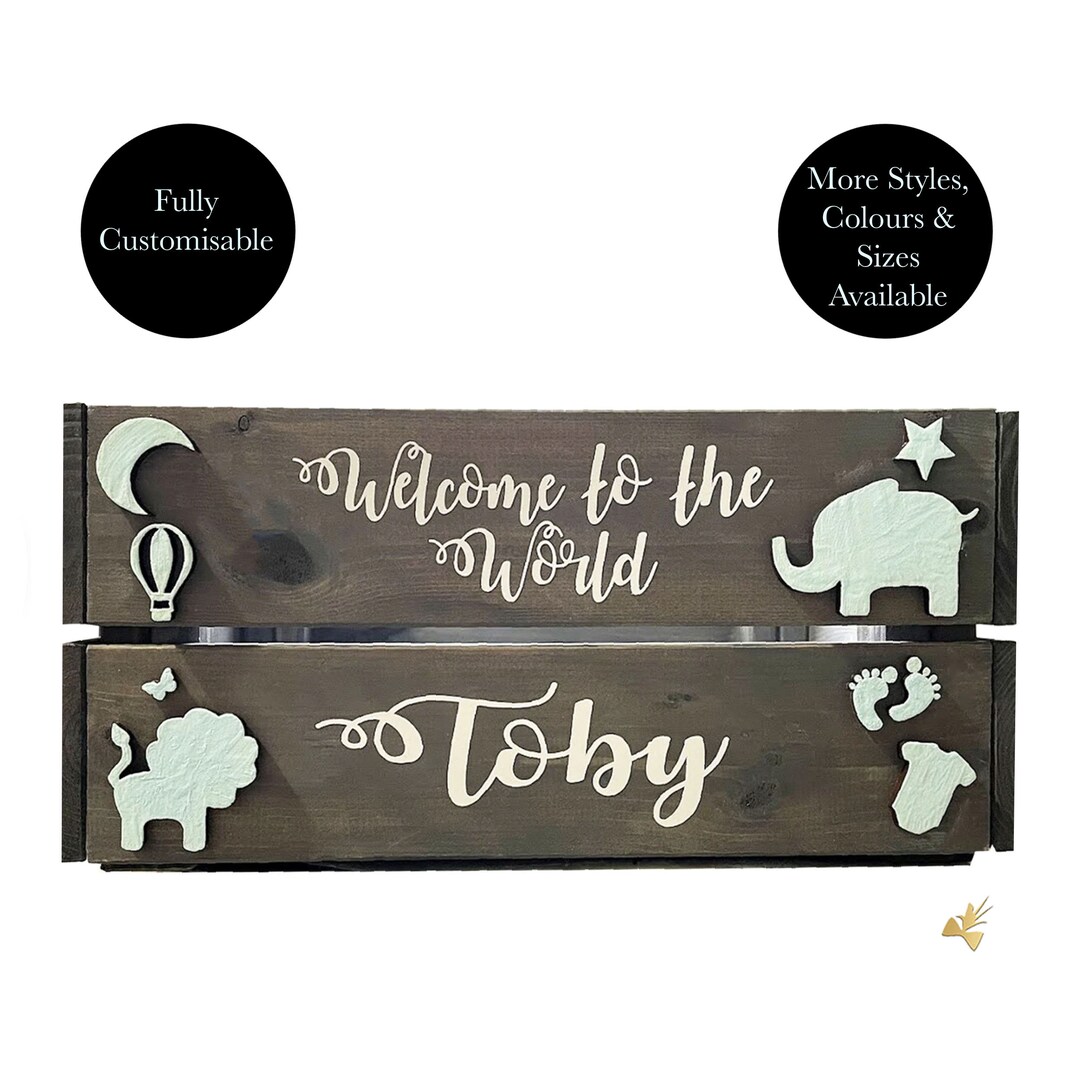 Personalised Wood Baby Memory Box, Baby Memory Box Personalised, Large ...