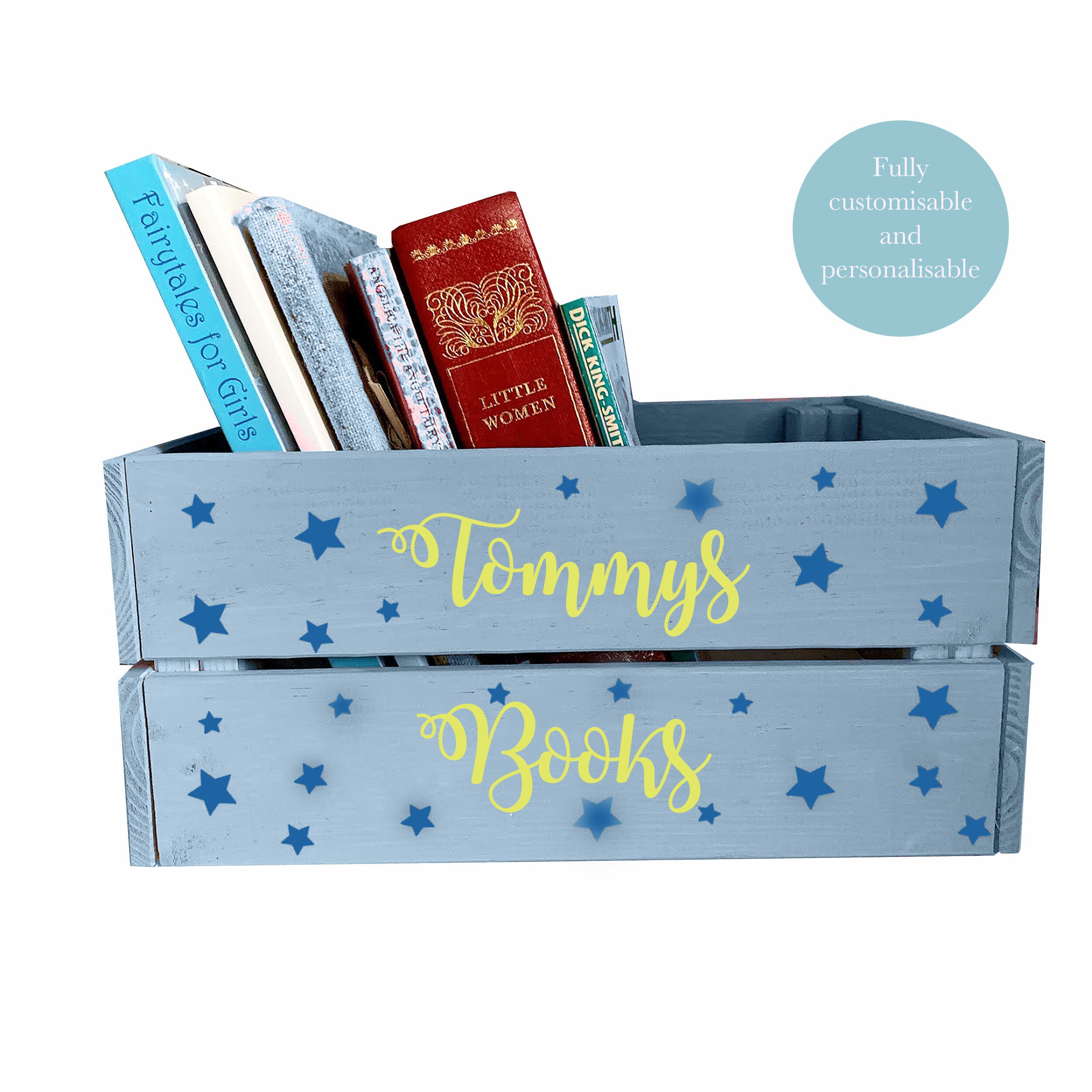 Personalised Kids Book Storage Crate Custom Kids Storage Box | Etsy UK