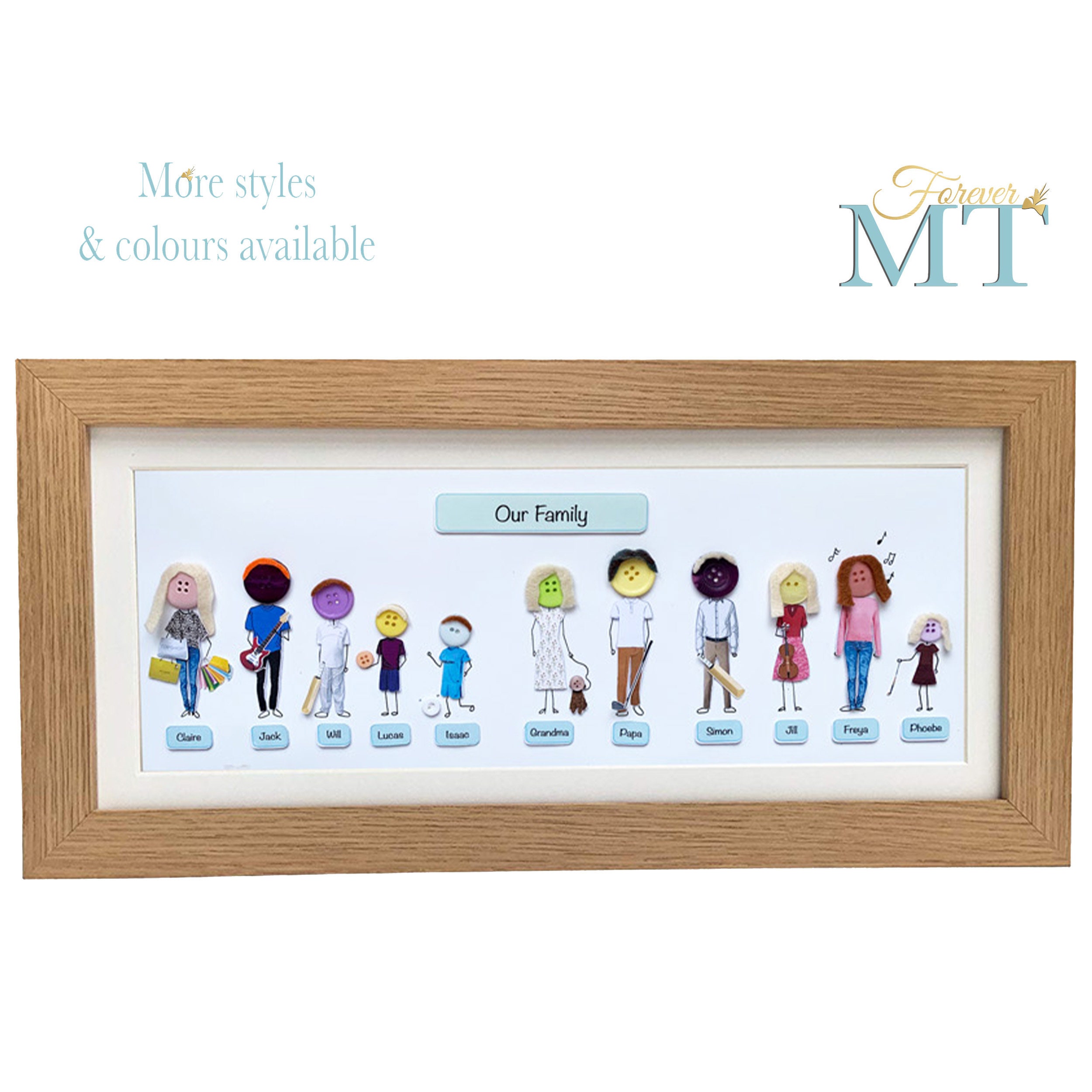 Personalised Button Family Frame Custom Stick Family Frame | Etsy UK