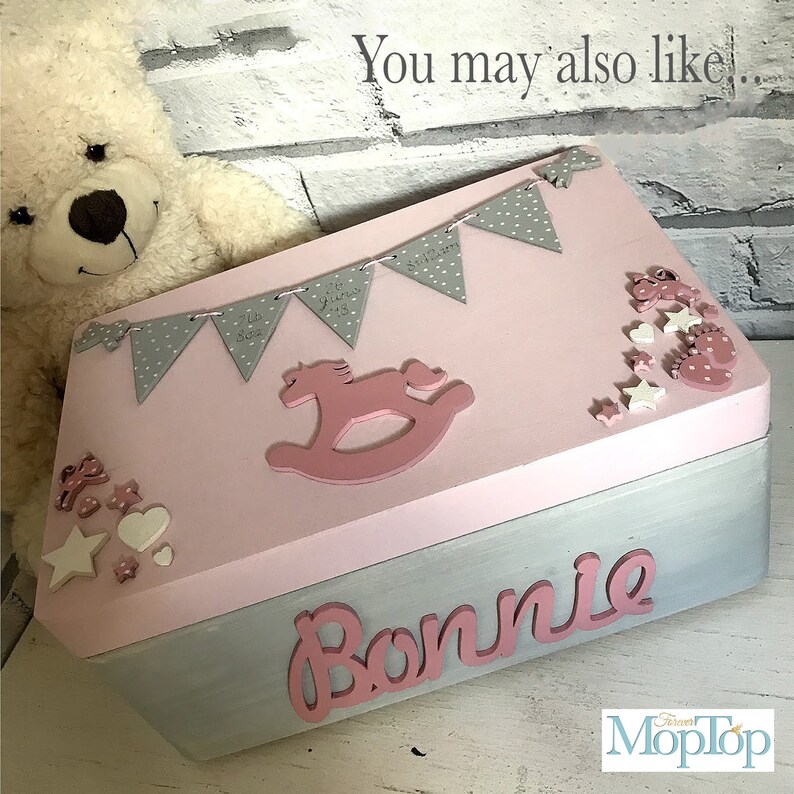 Personalised Pink and Rose Gold Baby Memory Box With Rocking - Etsy UK