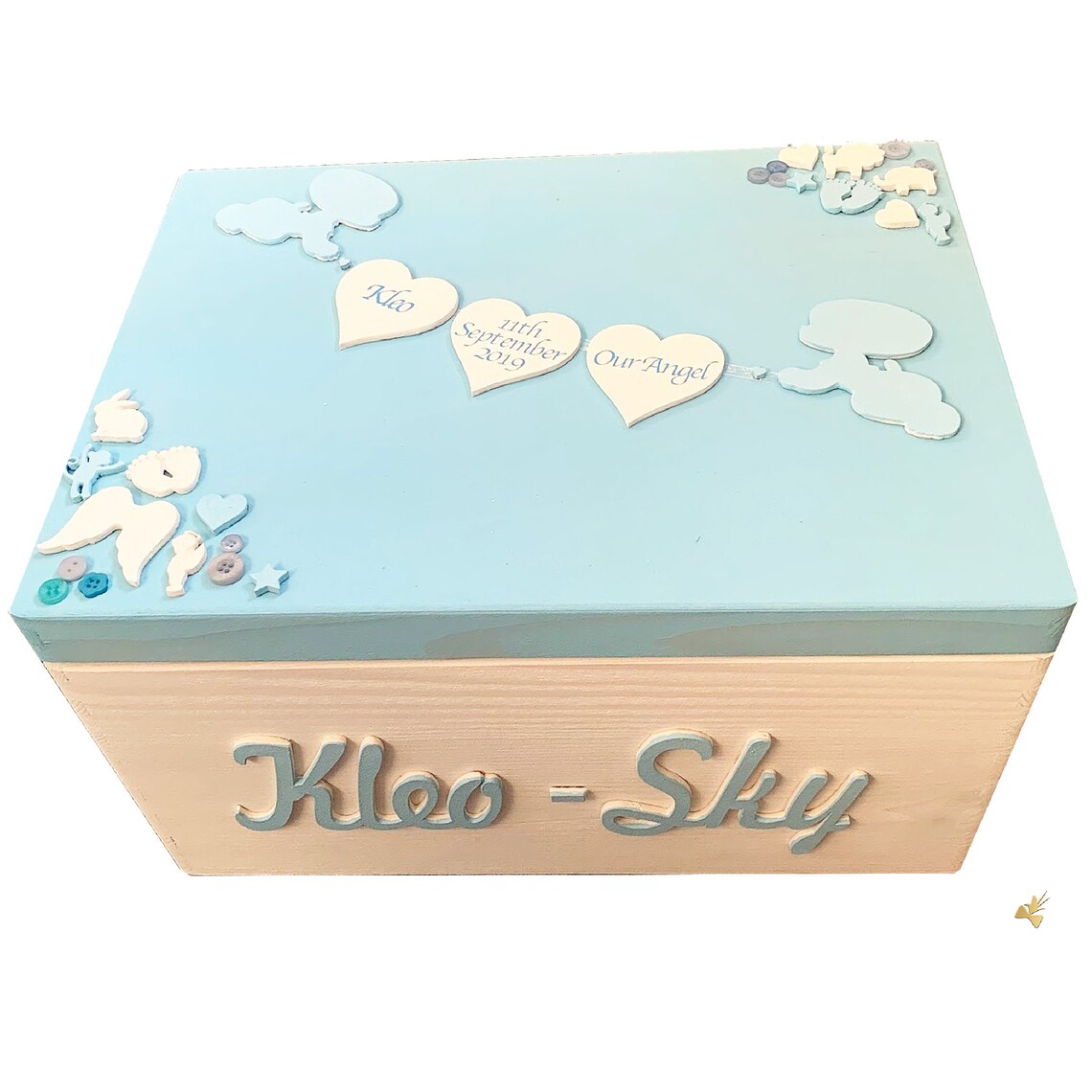 Personalised Angel Baby Memory Box UK, Baby Memorial Keepsake Chest ...