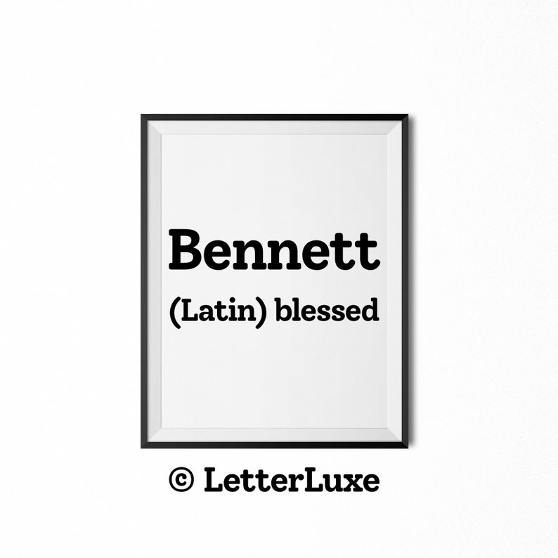 Bennett Name Meaning Sign, Bennett Printable Baby Shower Gift, Birthday ...