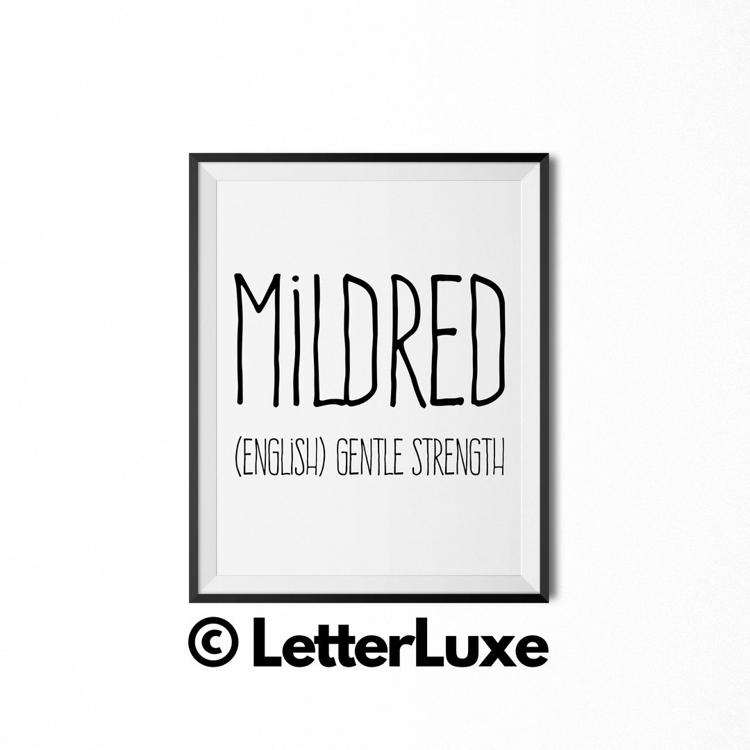 Mildred Name Meaning Art, Printable Birthday Gift, Nursery Printable ...