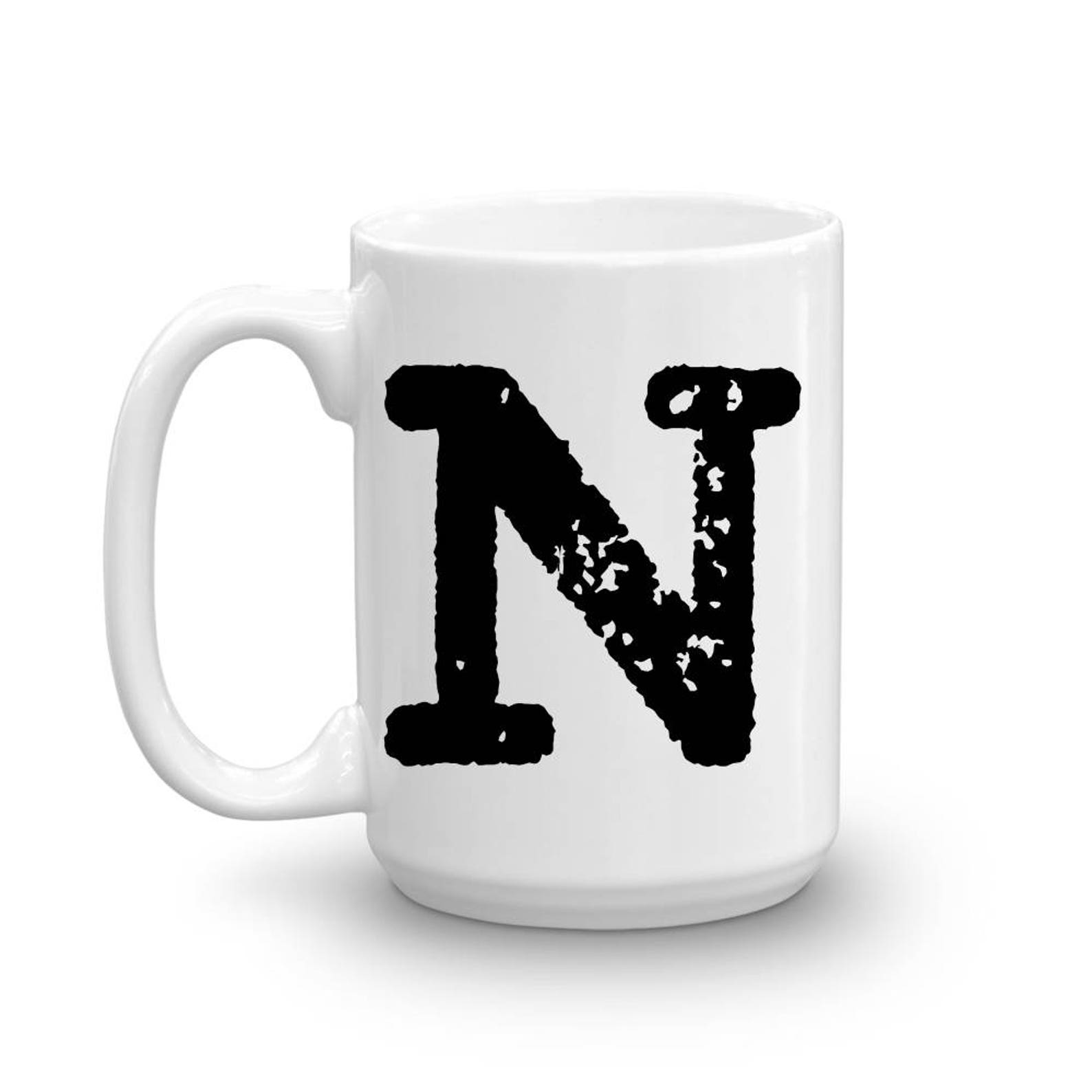 Initial Mug, Letter N, 15oz Ceramic Cup, Secretary Gift Mug, Right ...