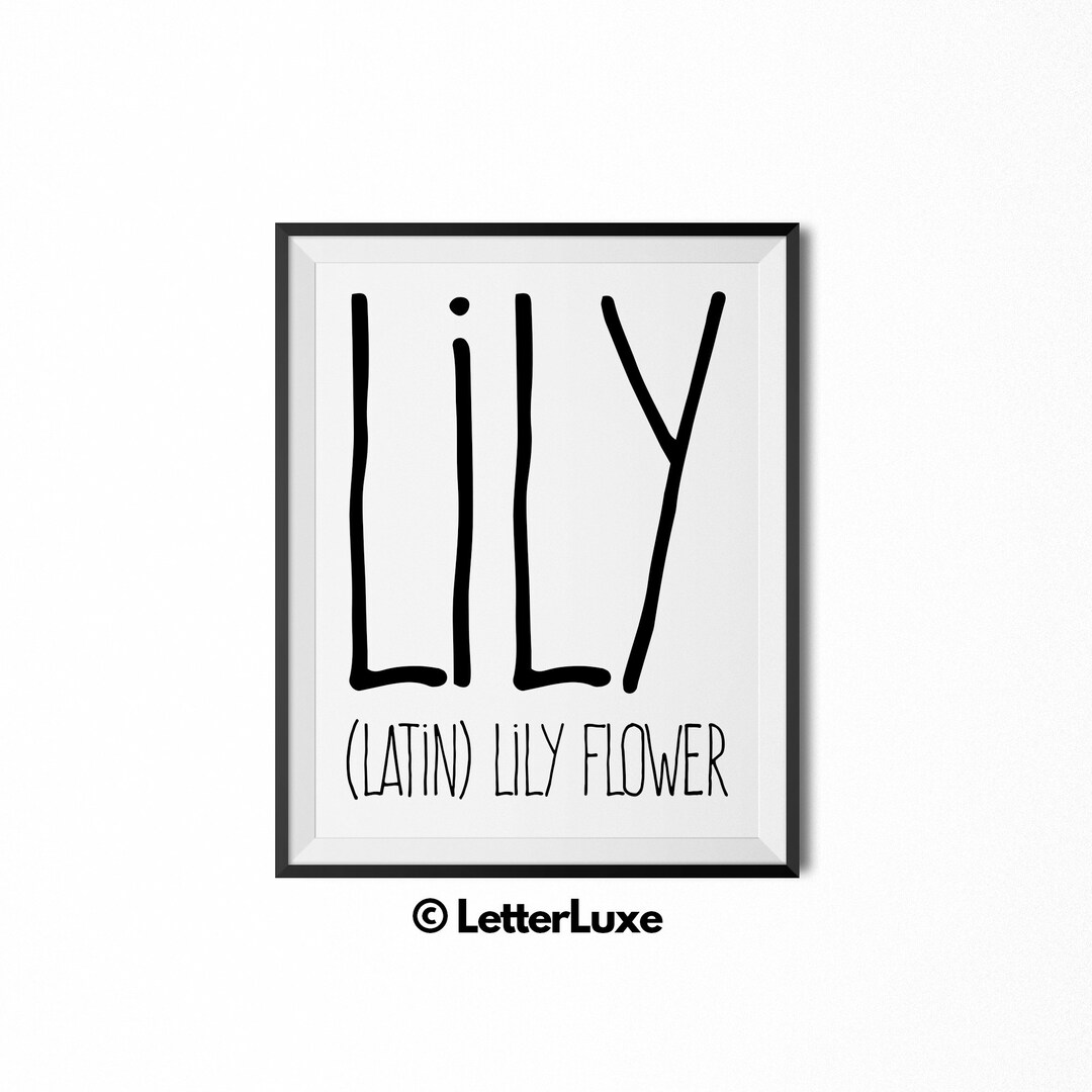 Lily Name Meaning Art - Printable Birthday Party Gift - Nursery ...