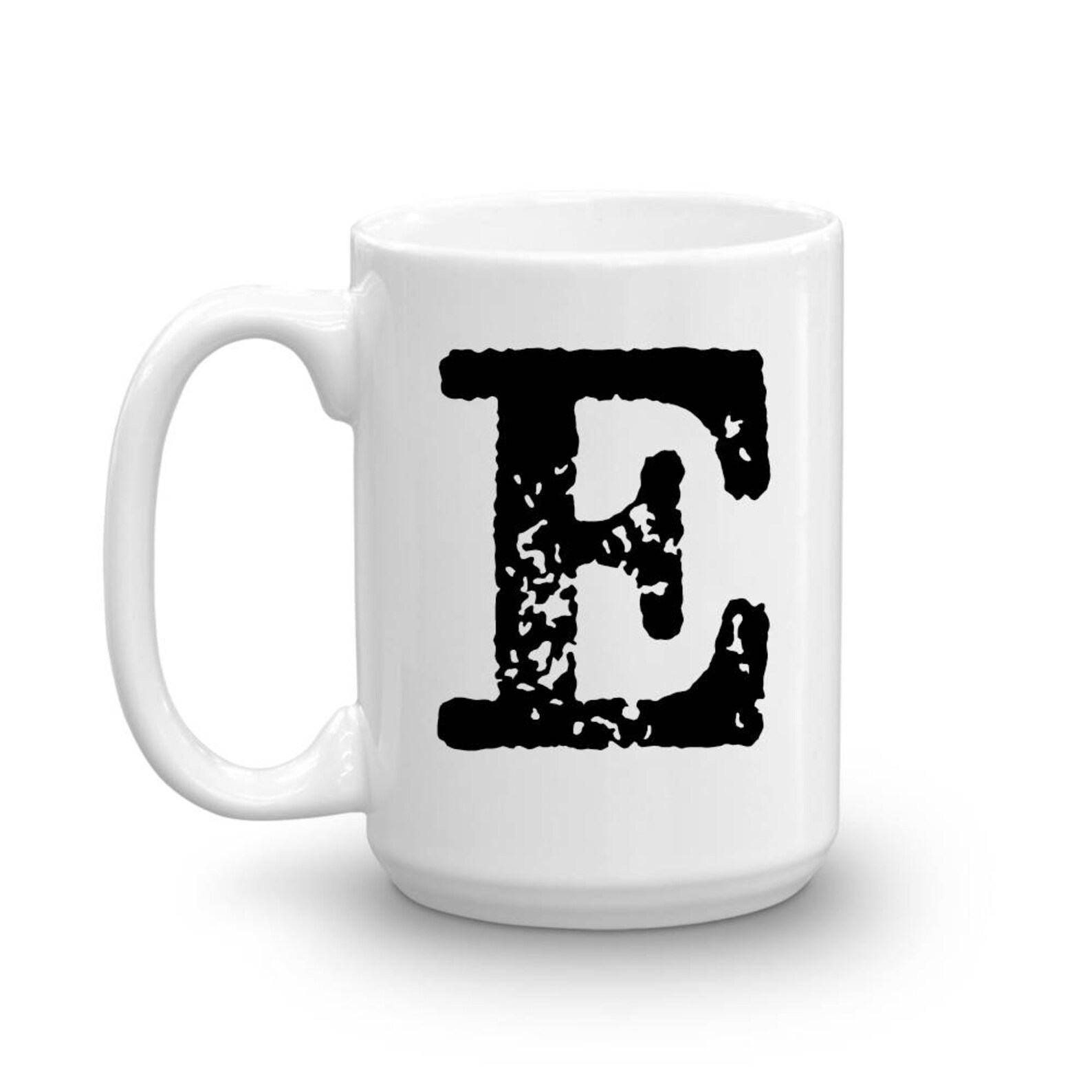 Initial Mug, Letter E, 15oz Ceramic Cup, Co-worker Gift Mug, Right ...