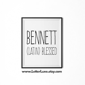 Bennett Name Meaning Art, Bennett Printable Baby Shower Gift, Nursery ...