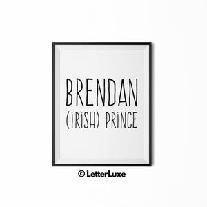Brendan Name Meaning Art, Printable Baby Shower Gift, Nursery Printable ...