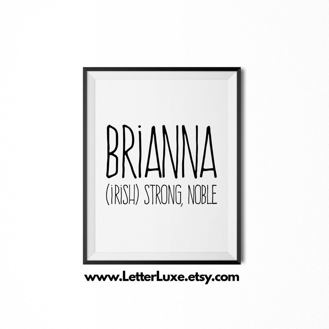 Brianna Name Meaning Art, Bria Gift, Printable Baby Shower Gift ...