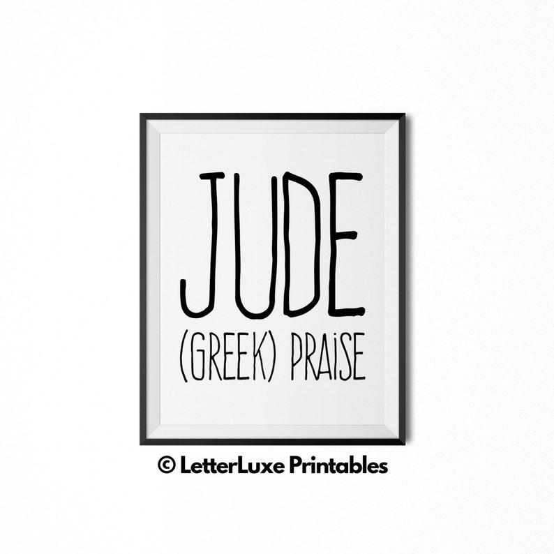 Jude Printable Kids Gift, Jude Gift, Name Meaning Art, Baby Shower Gift ...