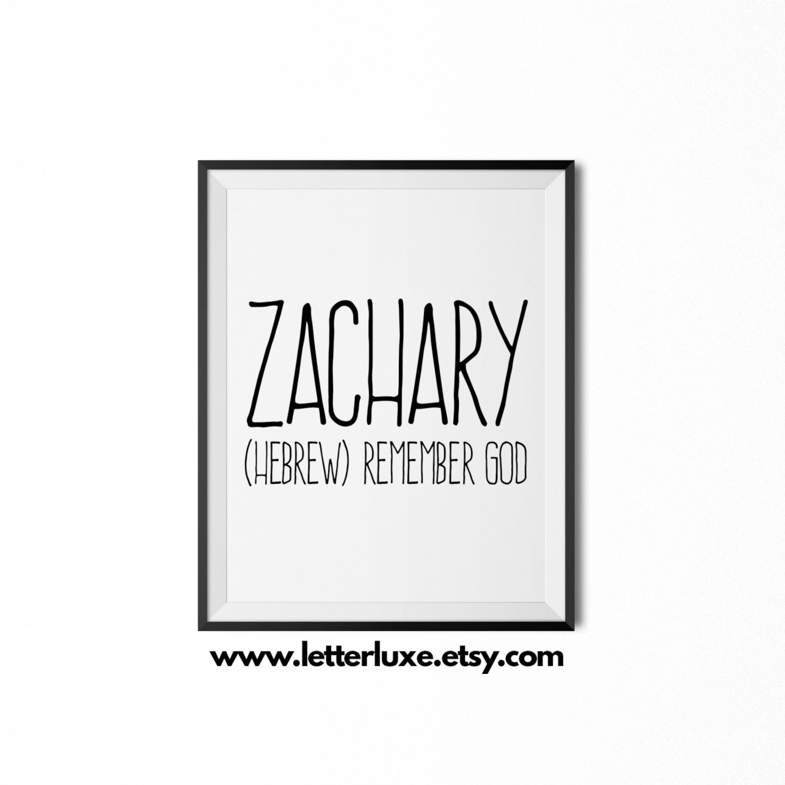 Zachary Name Meaning Art, Zachary Printable Baby Shower Gift, Nursery ...