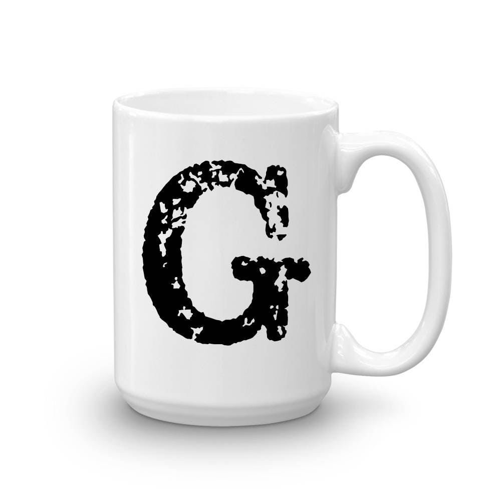 Initial Mug, Letter G, 15oz Ceramic Cup, Boss Gift Mug, Right-handed or ...
