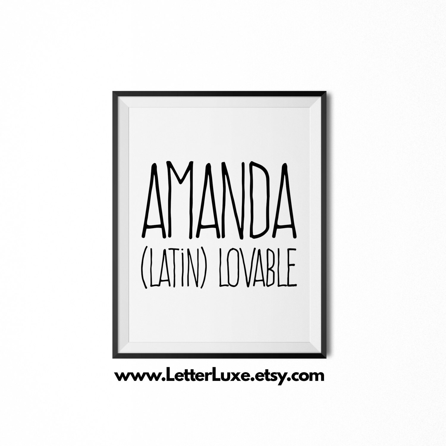Amanda Name Meaning Art, Printable Baby Shower Gift, Nursery Printable ...