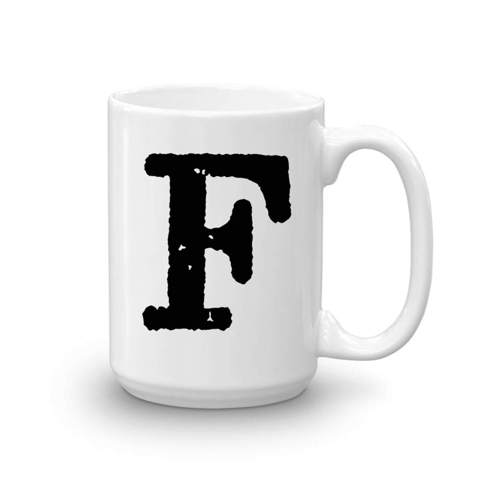 Initial Mug, Letter F, 15oz Ceramic Cup, Cousin Gift Mug, Right-handed ...