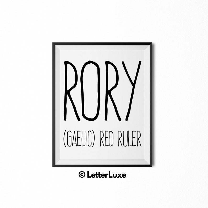 Rory Name Meaning Art, Rory Printable Baby Shower Gift, Gaelic Nursery ...