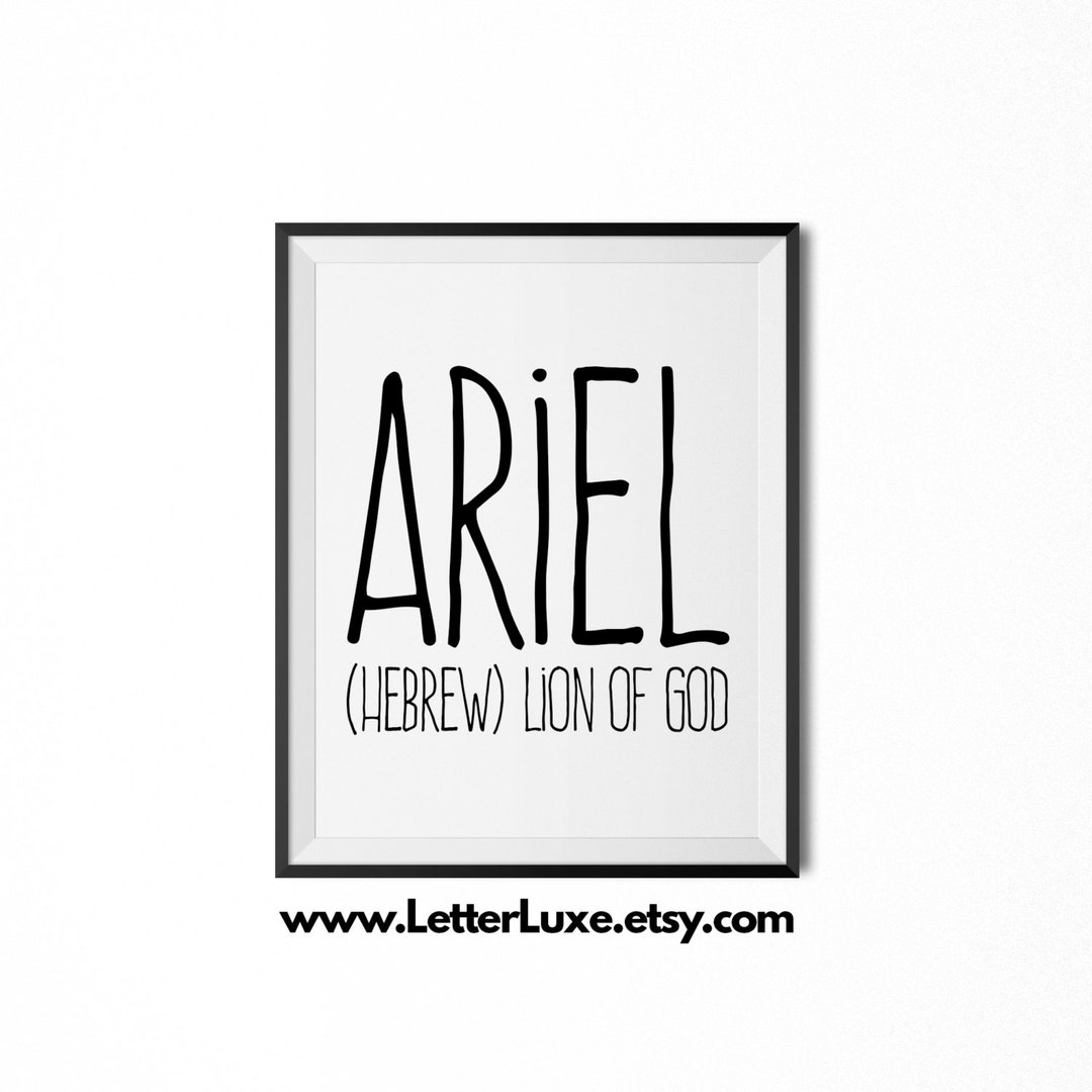 Ariel Name Meaning Art, Ariel Gift, Printable Baby Shower Gift, Nursery ...
