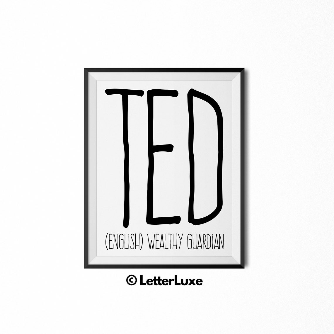 Ted Name Meaning Art, Ted Gift, Ted Printable Baby Shower Gift, Nursery ...