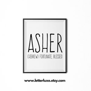 Asher Name Meaning Art, Asher Gift, Printable Baby Shower Gift, Nursery ...