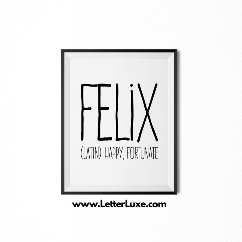 Felix Name Meaning Art, Felix Gift, Printable Baby Shower Gift, Nursery ...