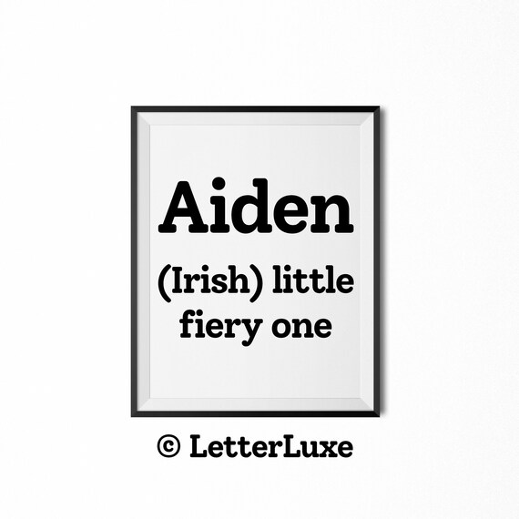 Aiden Name Meaning Sign Aiden Printable Baby Shower Gift | Etsy