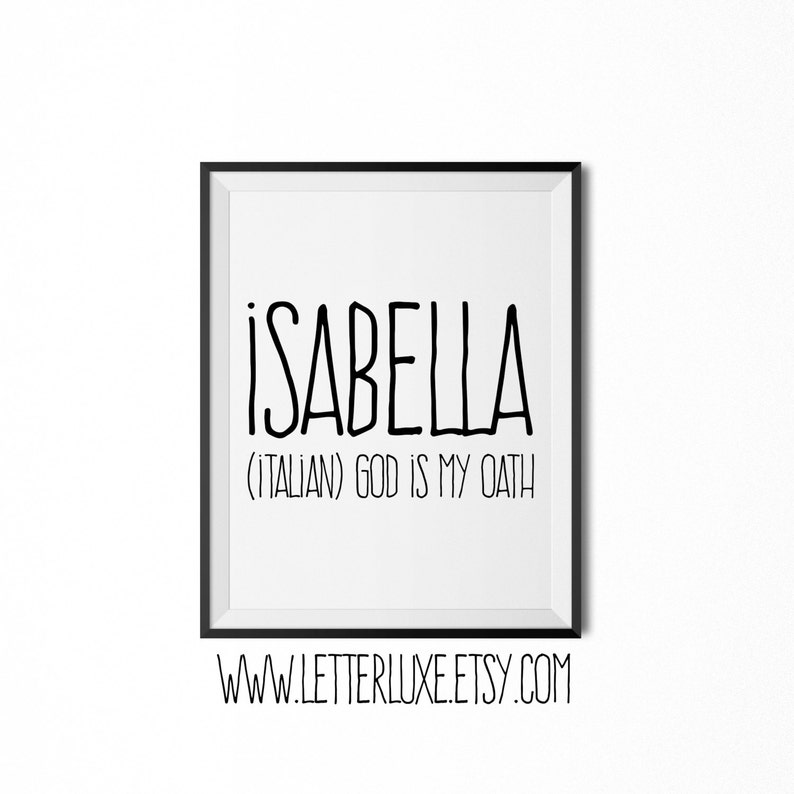 Isabella Name Meaning, Isabella Gift, Printable Baby Shower Gift ...