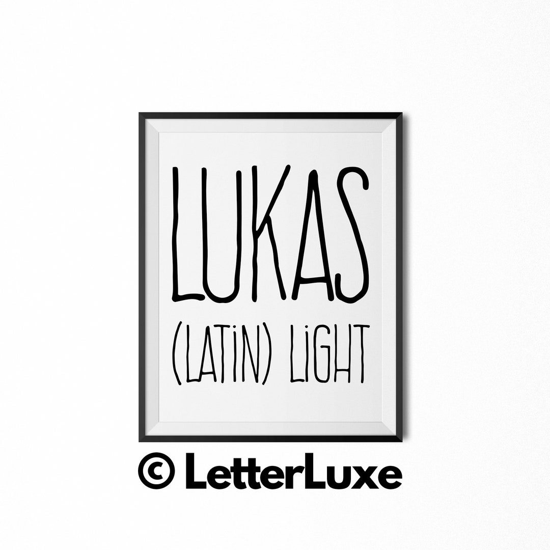 Lukas Name Meaning Art, Lukas Gift, Printable Baby Shower Gift, Nursery ...