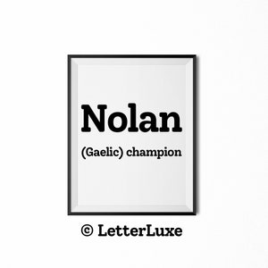 Nolan Name Meaning Sign, Printable Baby Shower Gift, Birthday ...