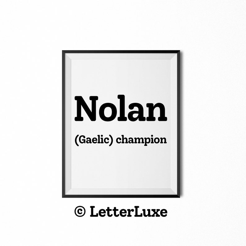 Nolan Name Meaning Sign Printable Baby Shower Gift Birthday - Etsy