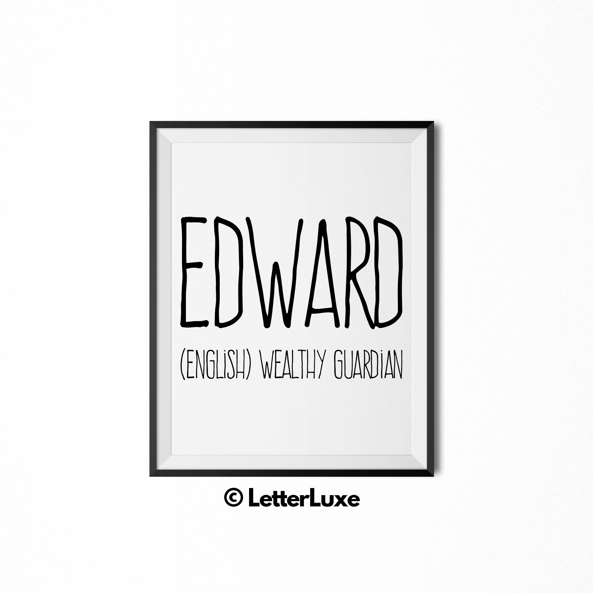 Edward Name Meaning Art, Edward Gift, Printable Baby Shower Gift ...