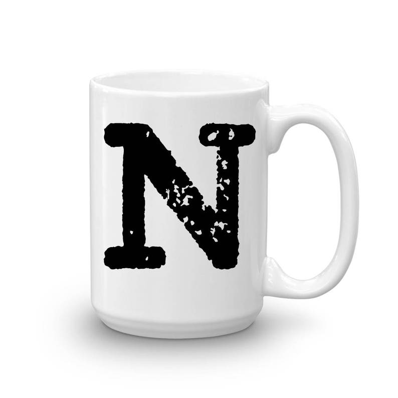 Initial Mug, Letter N, 15oz Ceramic Cup, Secretary Gift Mug, Right ...